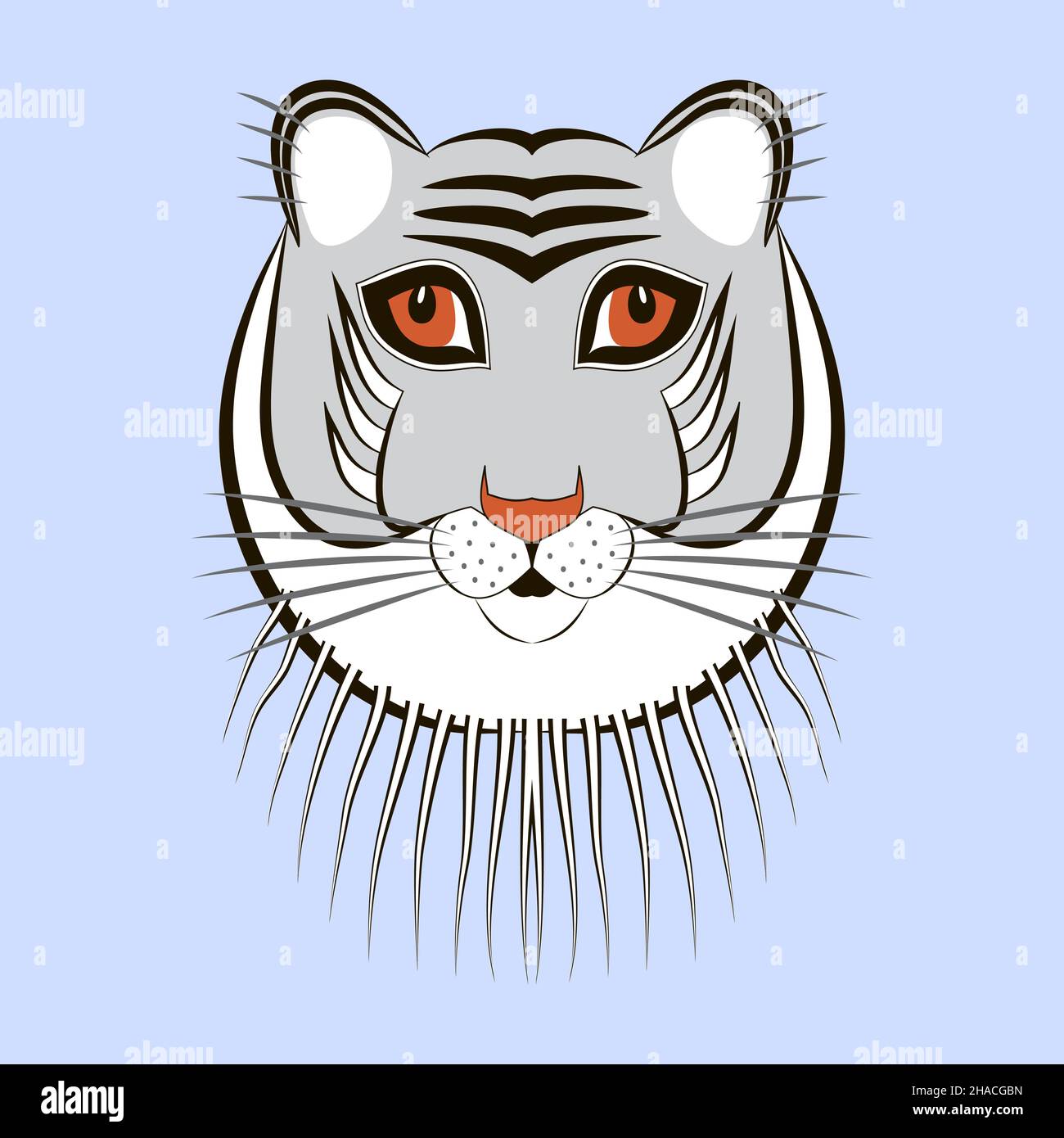 Tigress face with orange eyes. Chinese New Year 2022 symbol. Blue tiger ...