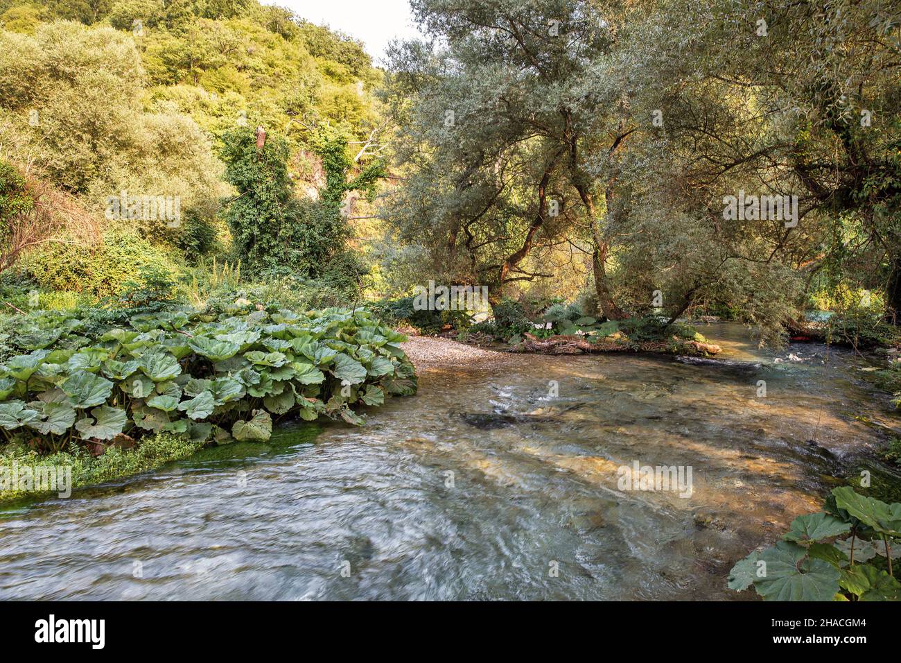 The Blue Eye water spring near Muzine in Vlore County, southern Albania ...