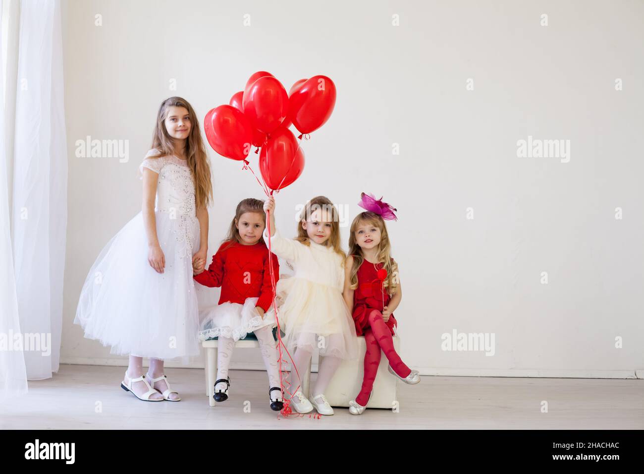 beautiful girls at birthday party with balloons Stock Photo - Alamy