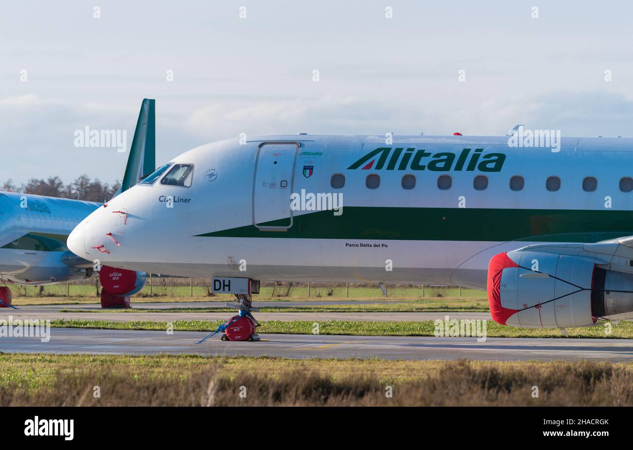 ENSCHEDE, NETHERLANDS - DECEMBER 10, 2021: Embraer 175 twin-engine jet ...