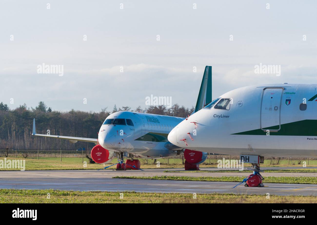 ENSCHEDE, NETHERLANDS - DECEMBER 10, 2021: Embraer 175 twin-engine jet ...
