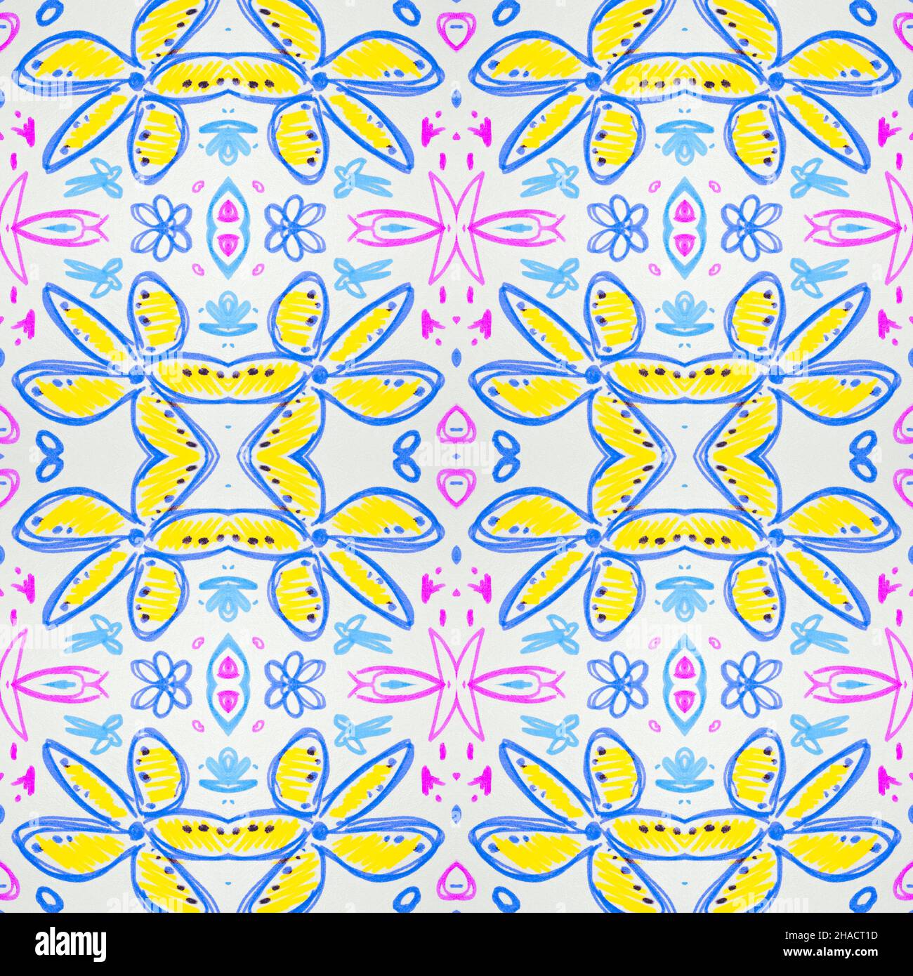 Flowers folk design. Seamless ethnic ornament. Hand drawn bohemian ...