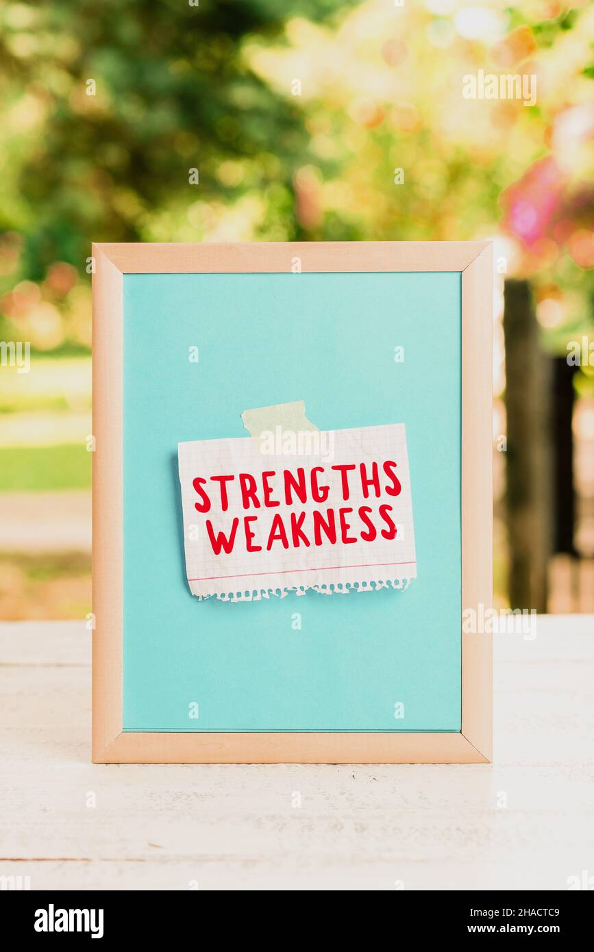 Text sign showing Strengths Weakness. Business approach Opportunity and ...