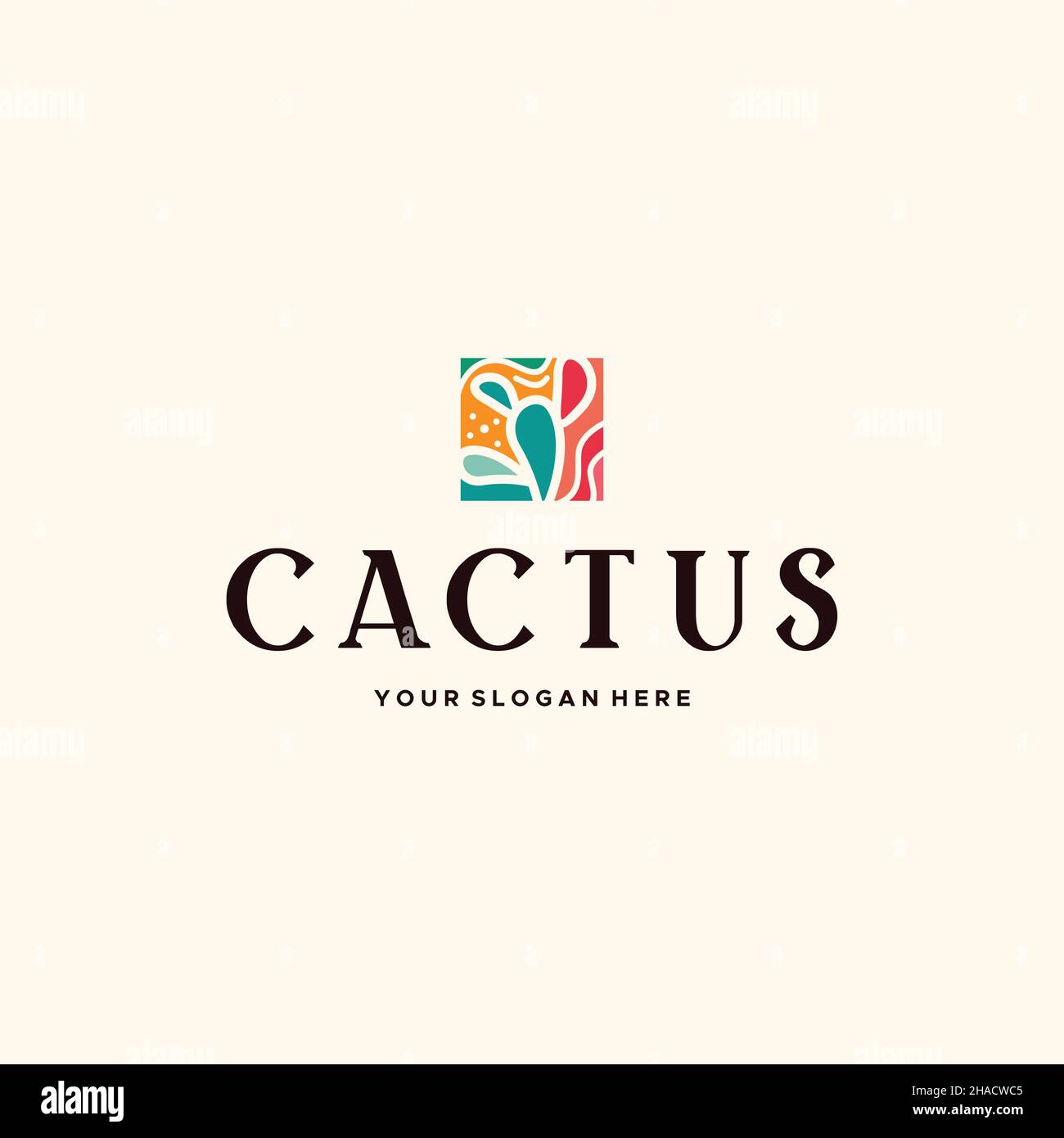 Flat colorful design modern CACTUS logo design Stock Vector Image & Art ...