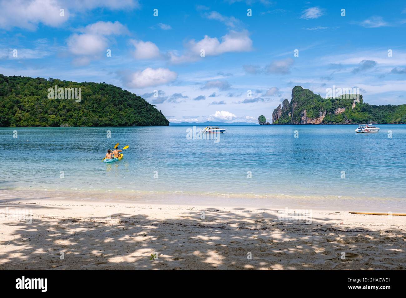 Koh Phi Phi Don Thailand, Drone aerial view of Maya Bay Koh Phi Phi Thailand on a beautiful ...
