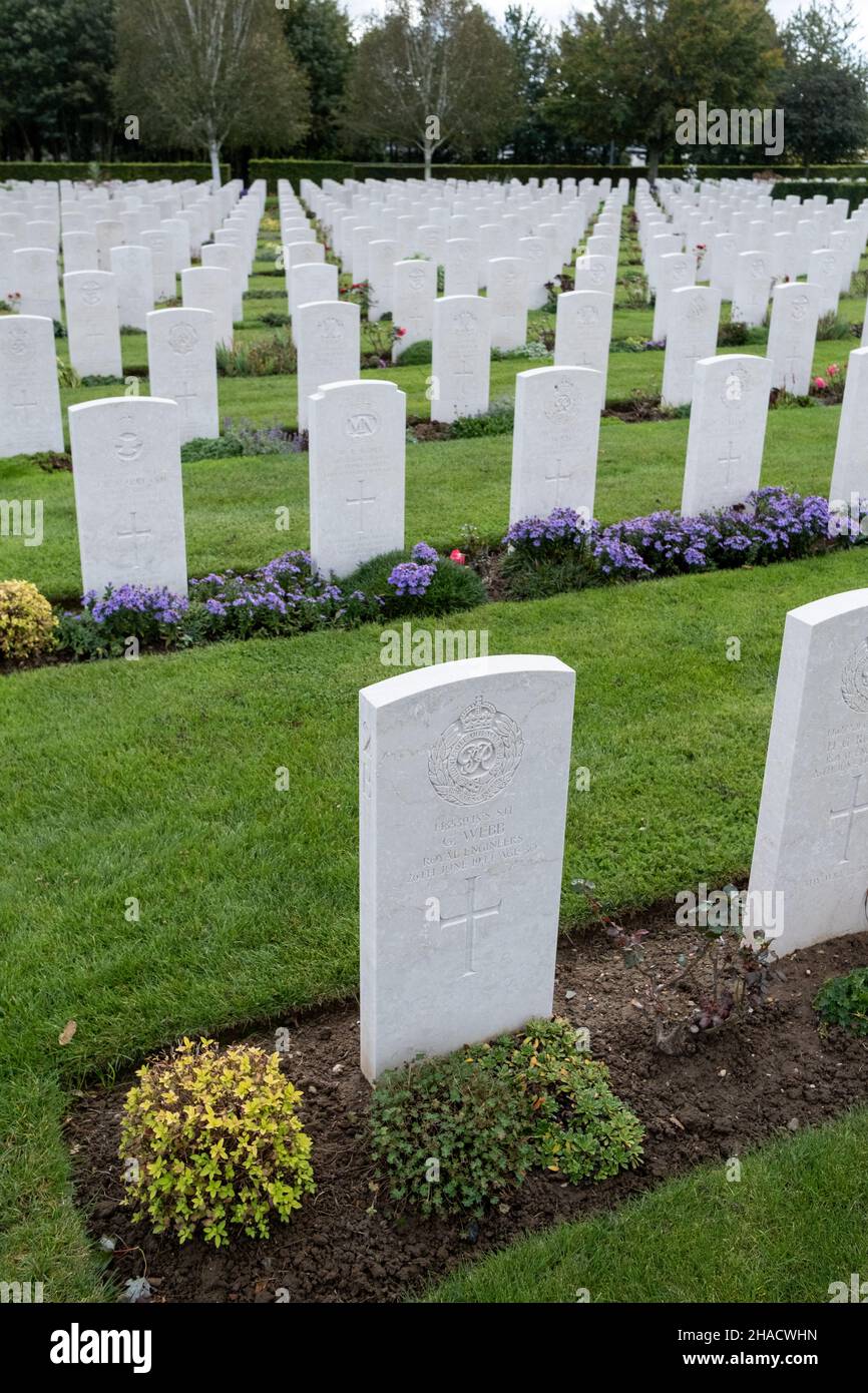 France, Normandy, on 2020-10-11. Bayeux British Military Cemetery ...