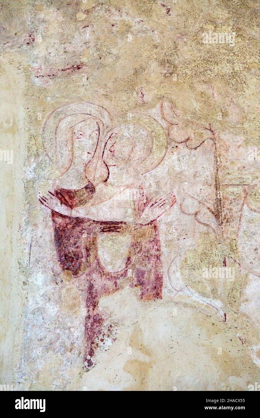 Medieval wall paintings Newton church, Suffolk, England, UK Blessed ...