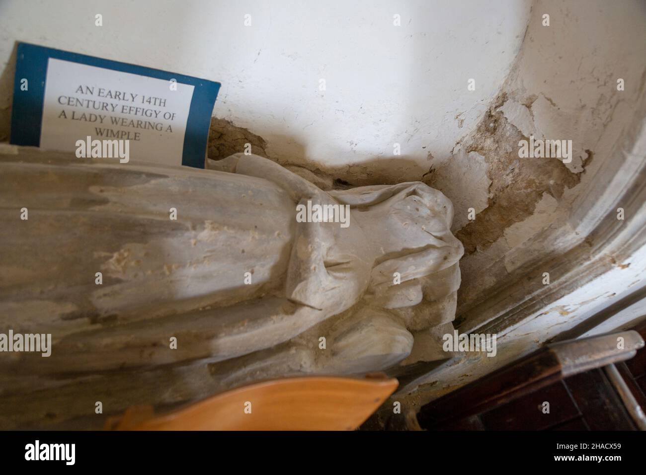 An early 14th century effigy of lady wearing a wimple, Newton church ...