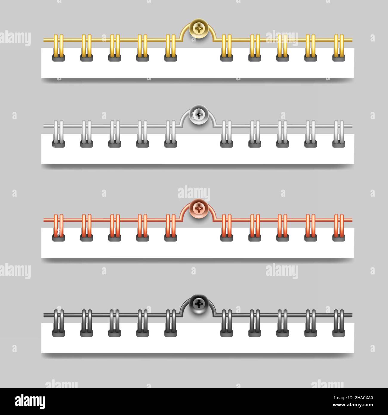 A set of springs of different colors for notebooks and calendars ...