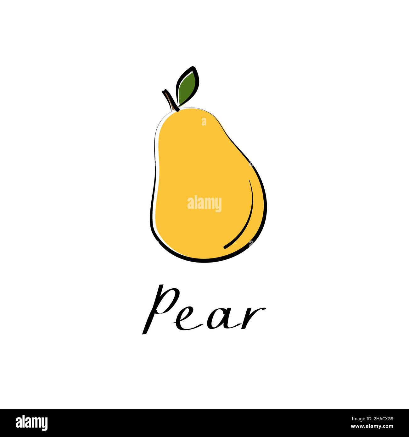 Pear vector cartoon flat illustration. Fresh berry fruit and vegetable ...