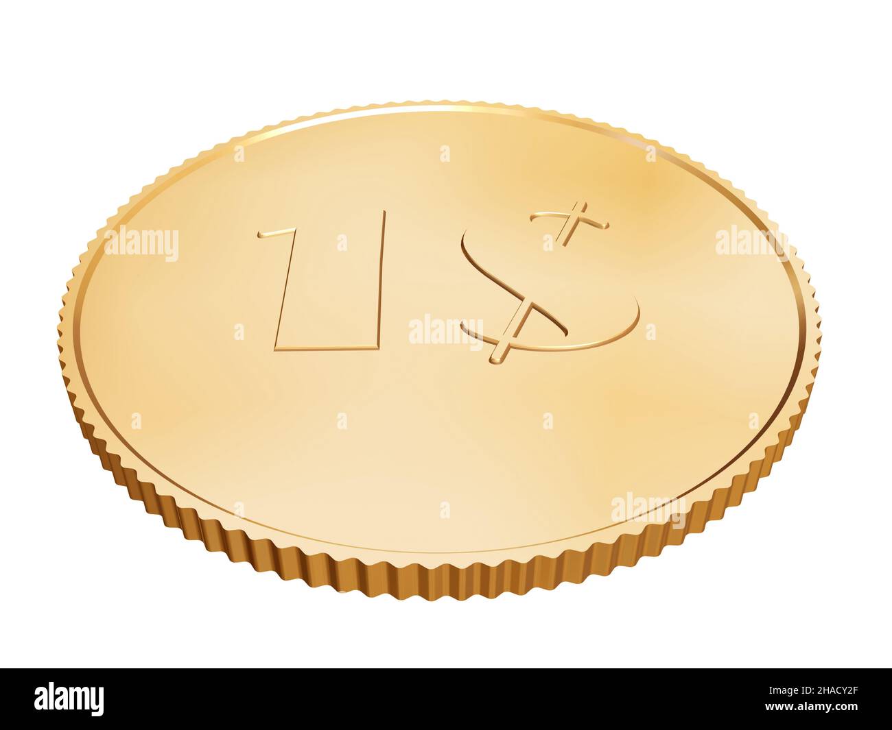 gold 1$ coin on white background Stock Photo - Alamy