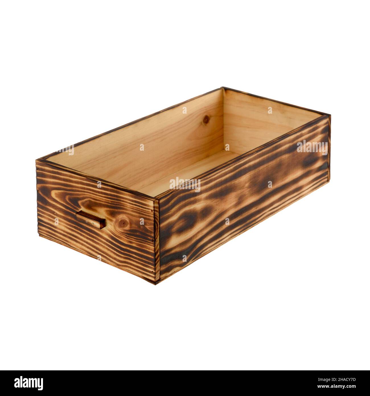 Empty wooden crate box isolated on white Stock Photo - Alamy
