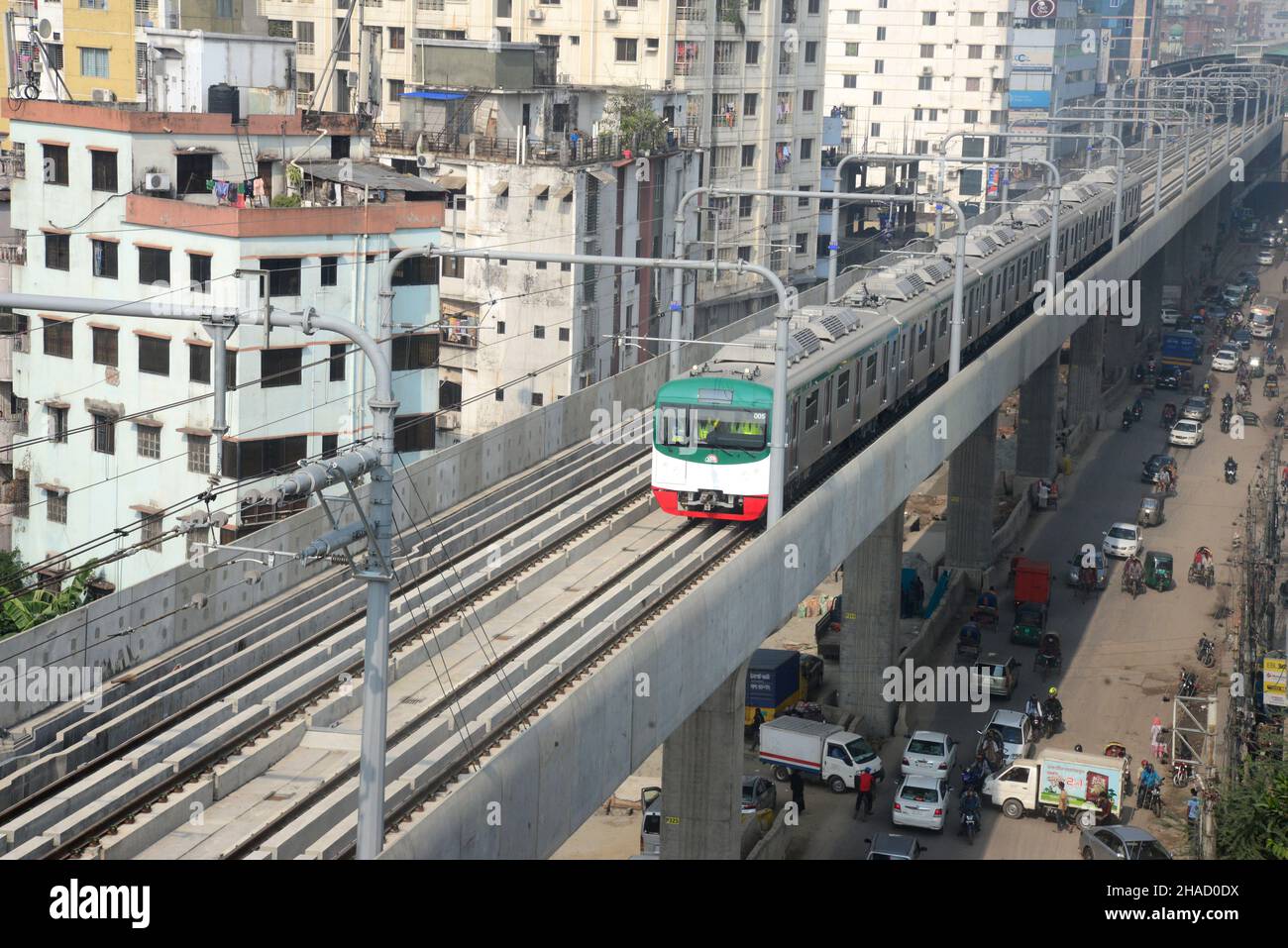 Dhaka, Bangladesh. 12th Dec, 2021. A first ever metro rail train runs ...