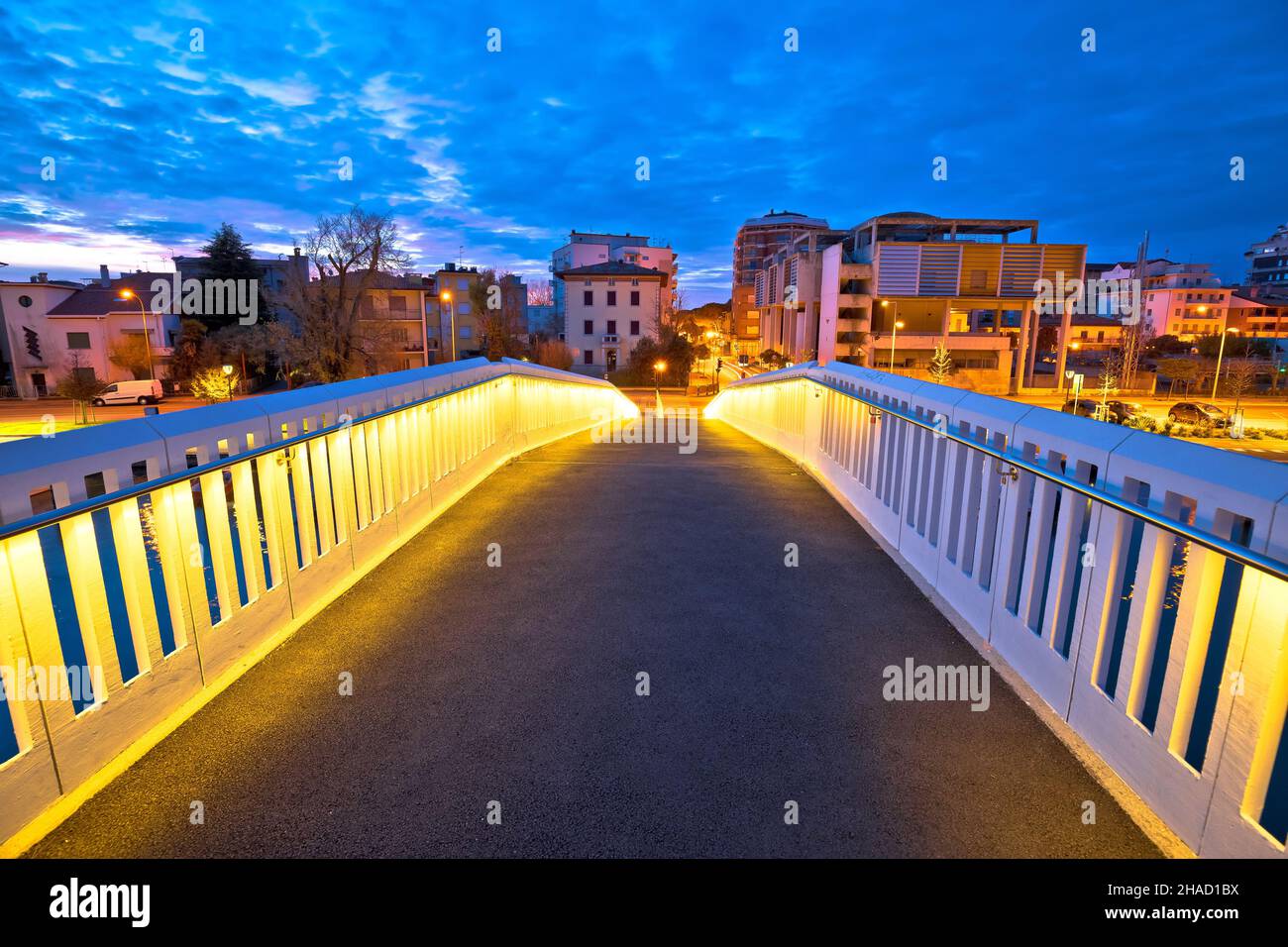 Town of Grado on Adriatic coast channel bridge dawn view, Friuli ...