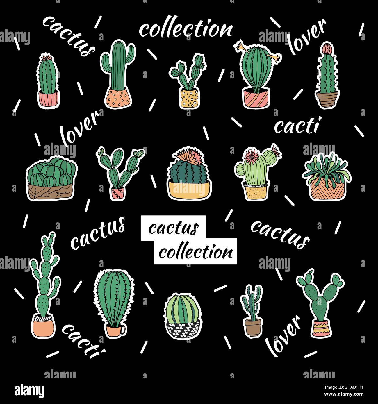 set of doodle illustration cactus Stock Vector Image & Art - Alamy