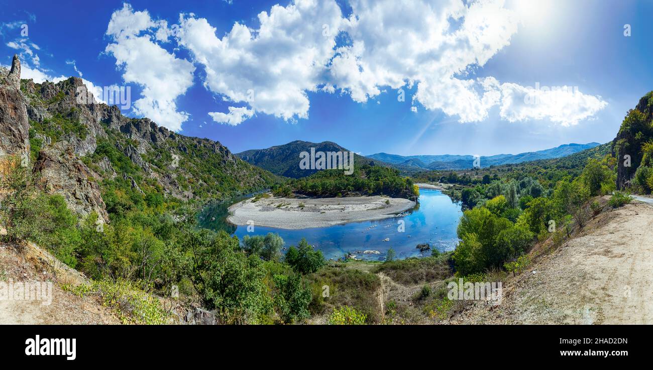 Meander of Arda River in Rhodopes Mountain, dam Kardzhali, Bulgaria ...