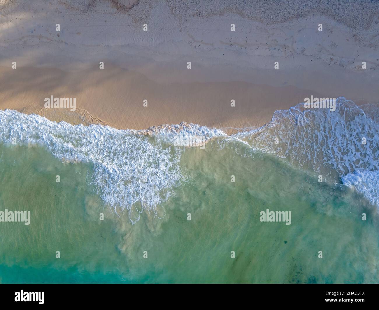 Drone aerial view at a beach in Phuket Thailand with huge waves, blue ...