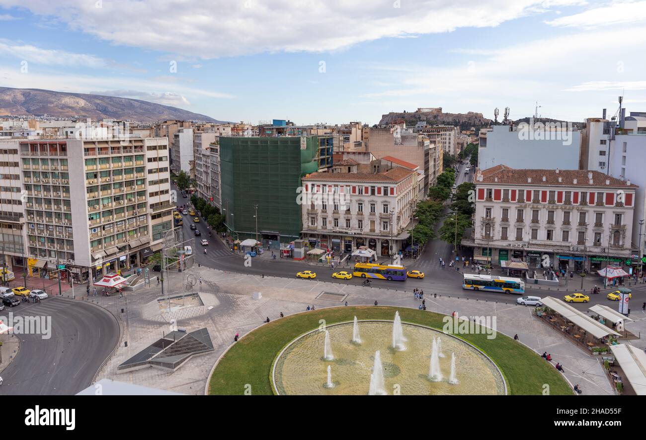 View of Omonoia Square on September 9, 2021. Omonoia Square is one of ...