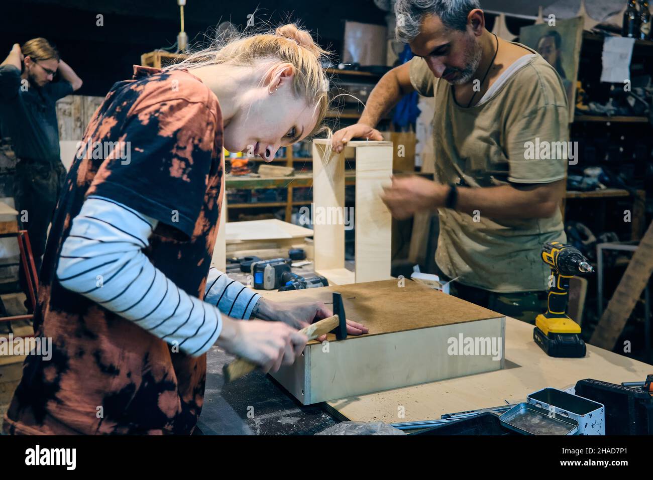 Assembling of furniture drawers Stock Photo - Alamy