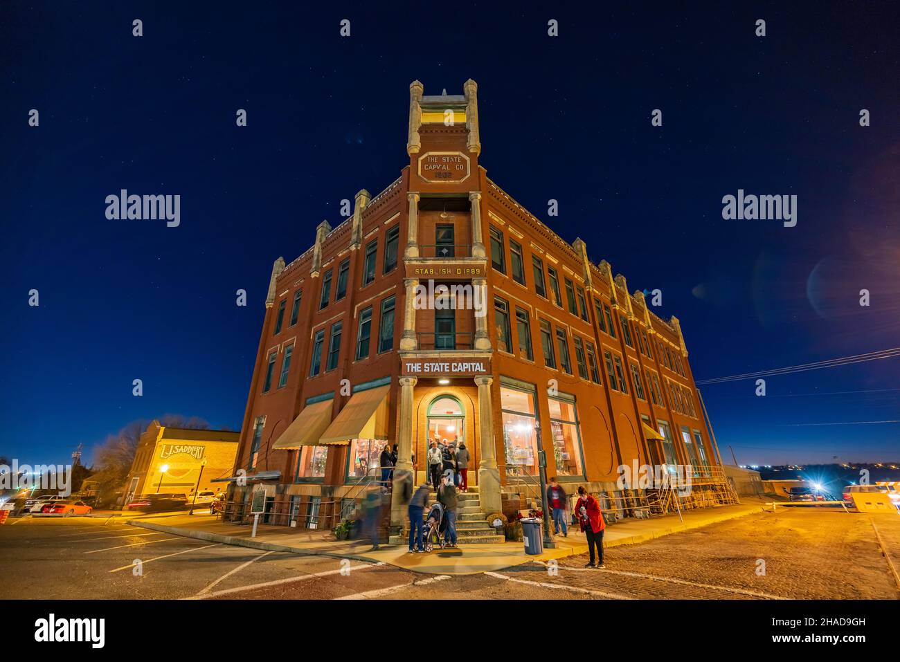 Guthrie, DEC 11 2021 - Night view of the historical State Capital ...