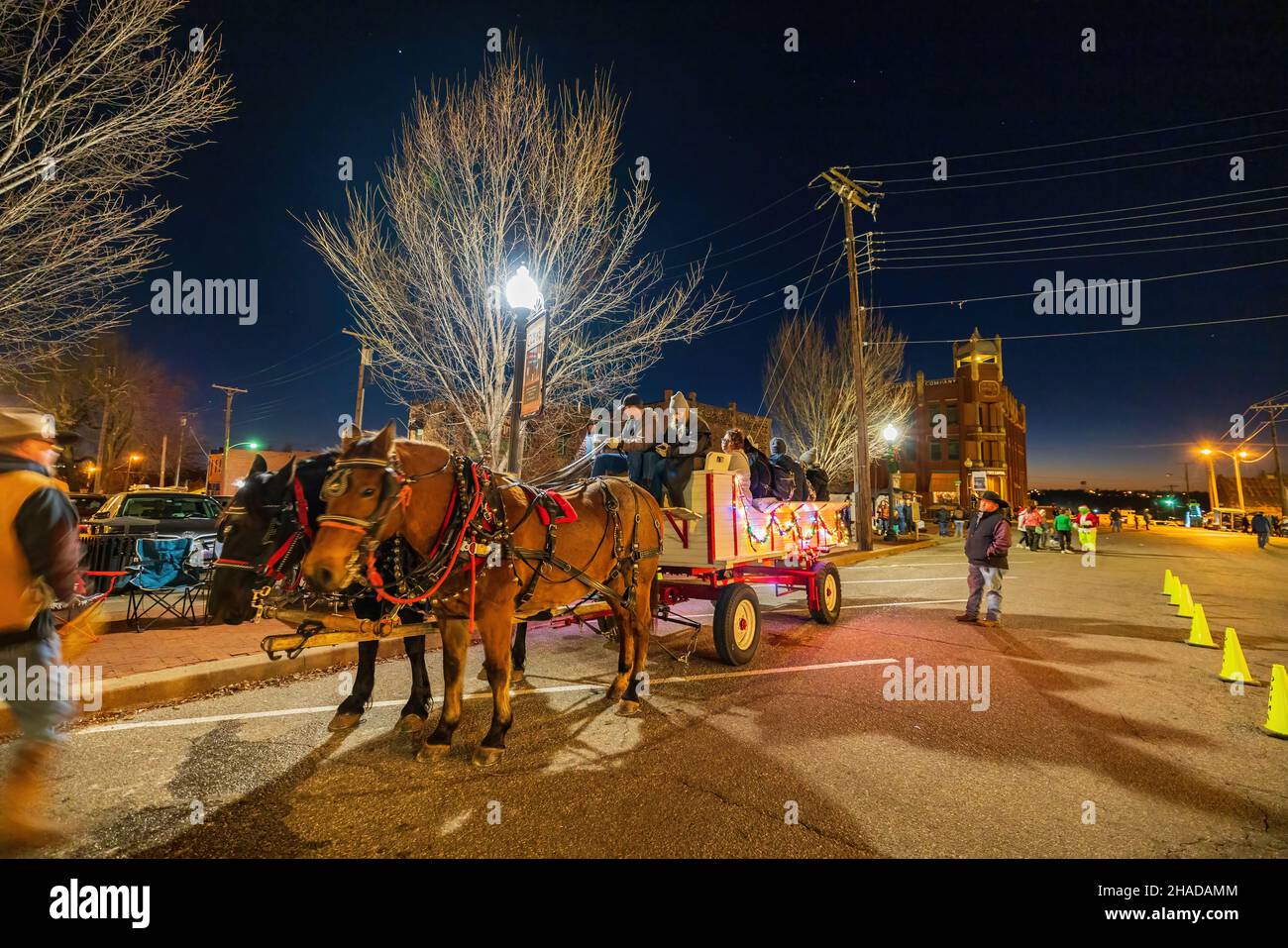 Guthrie, DEC 11 2021 - Night view of the Victorian Walk with people ...