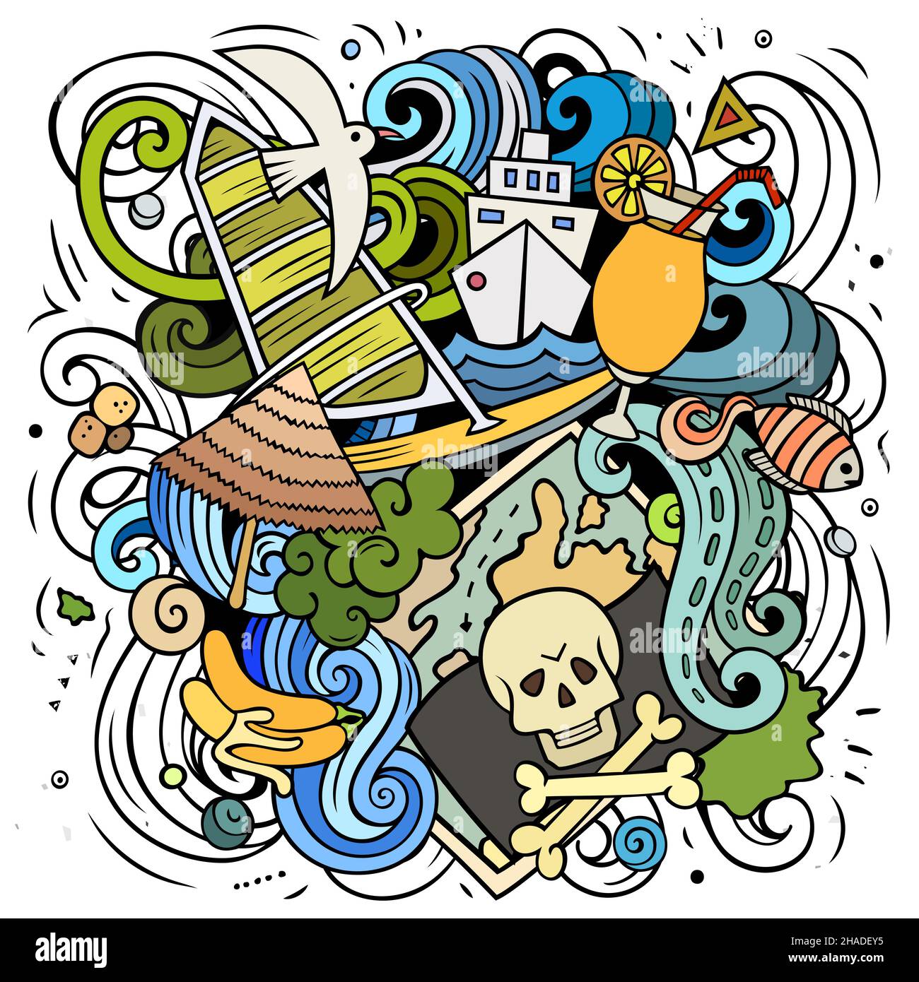 Bahamas cartoon vector doodle illustration. Colorful detailed ...
