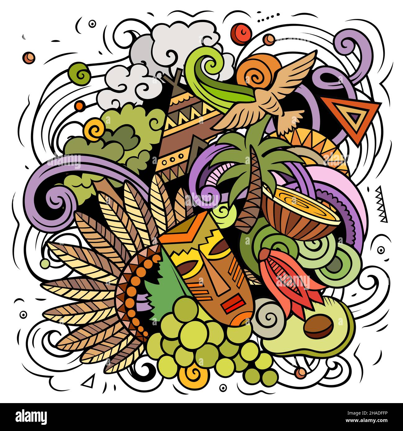 Chile cartoon vector doodle illustration. Colorful detailed composition ...