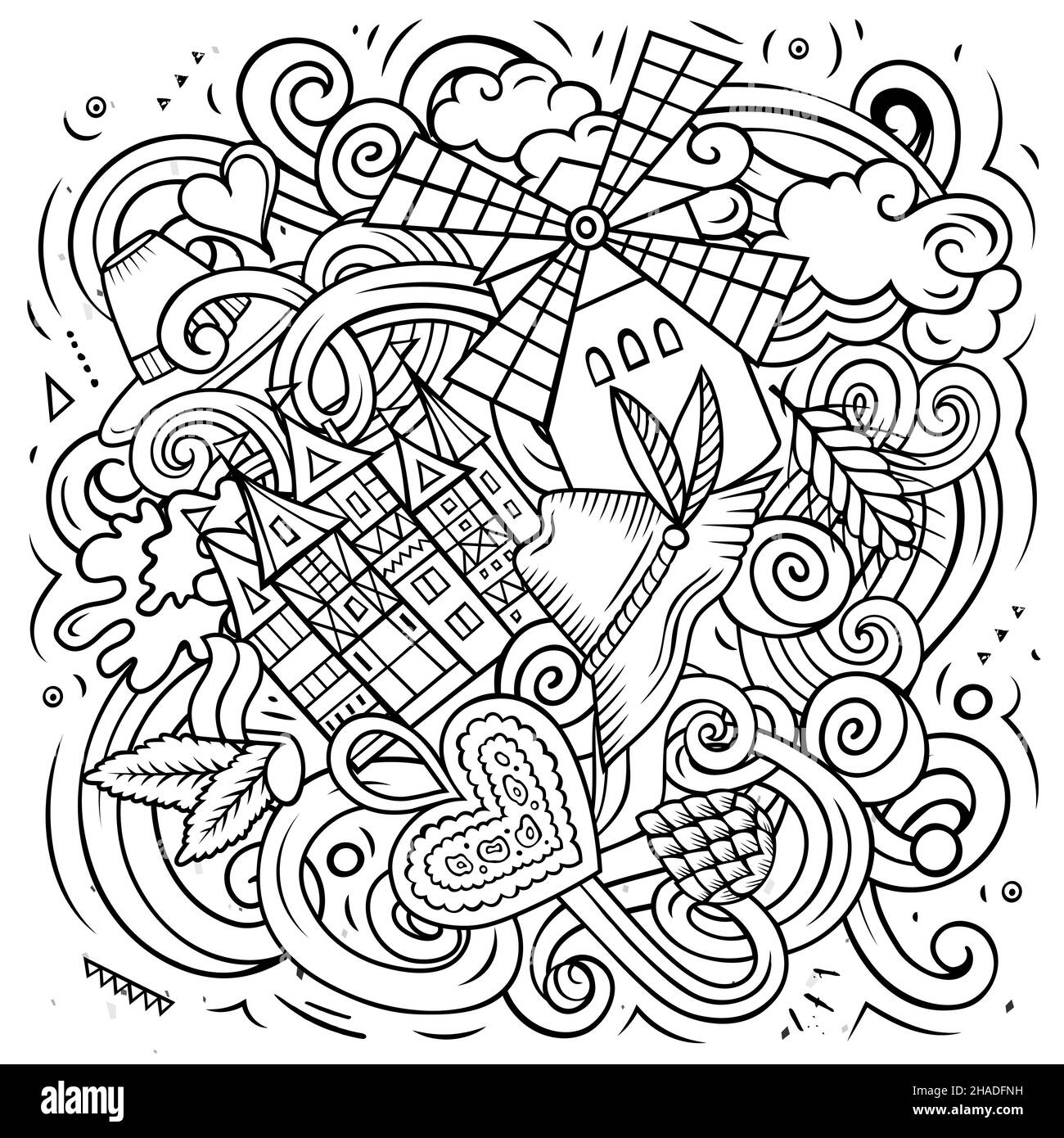 Germany cartoon vector doodle illustration. Line art detailed ...