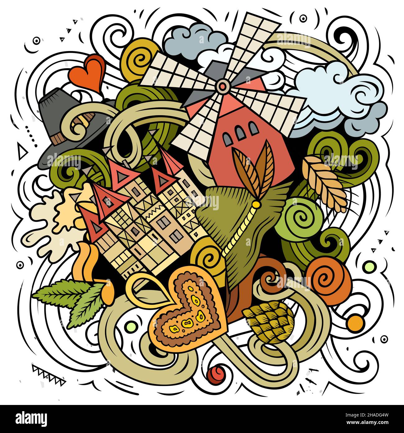Germany cartoon vector doodle illustration. Colorful detailed ...