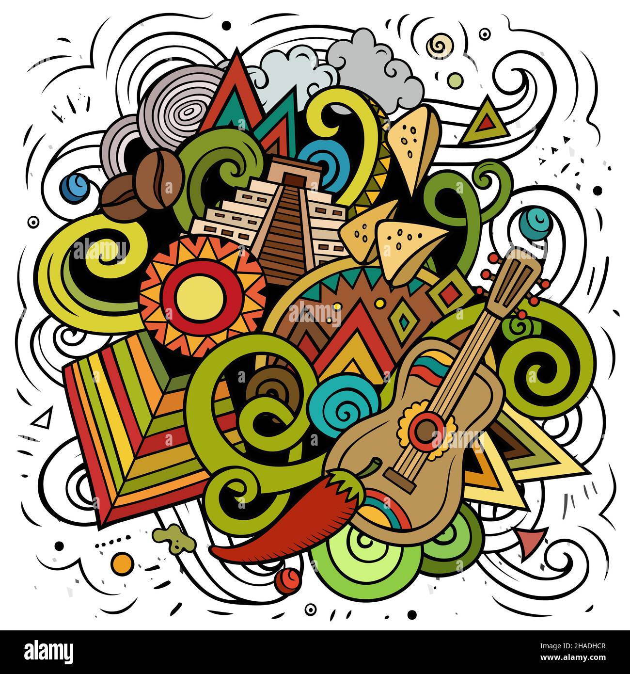 Mexico cartoon vector doodle illustration. Colorful detailed ...