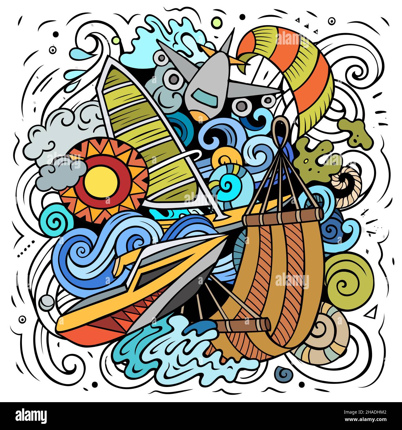 Maldives cartoon vector doodle illustration. Colorful detailed ...