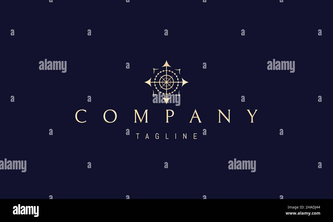 Vector golden logo with an abstract image of a compass that also looks ...