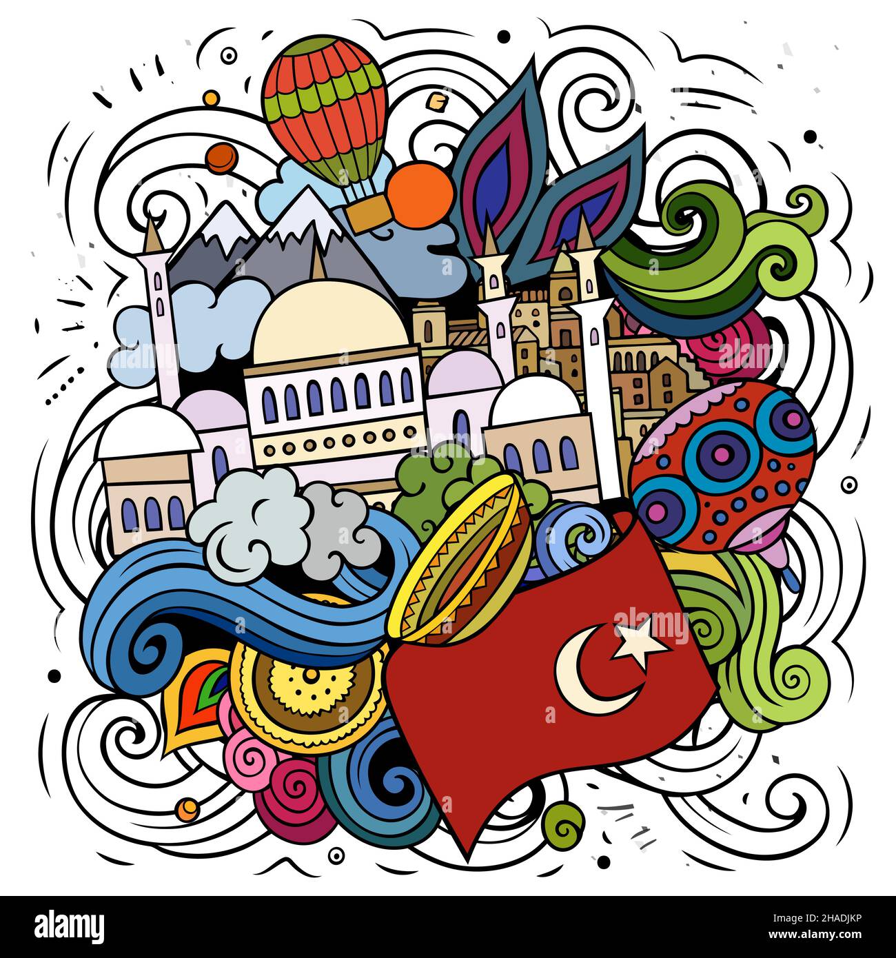 Turkey cartoon vector doodle illustration. Colorful detailed ...