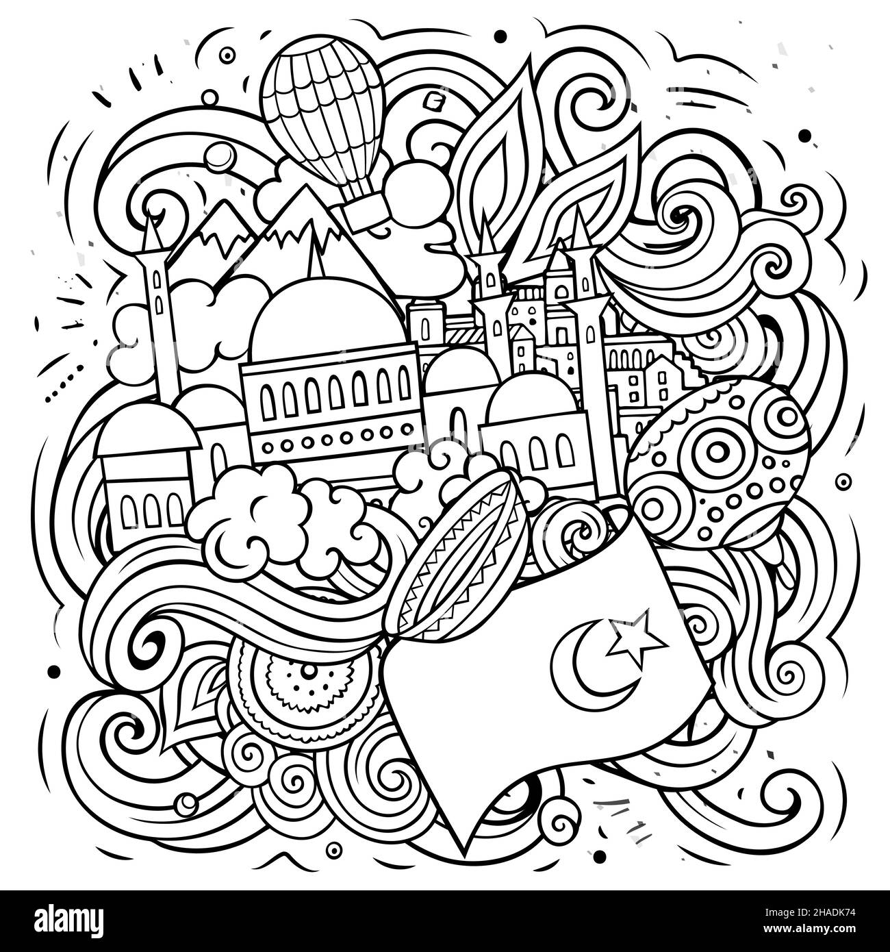 Turkey cartoon vector doodle illustration. Sketchy detailed composition ...