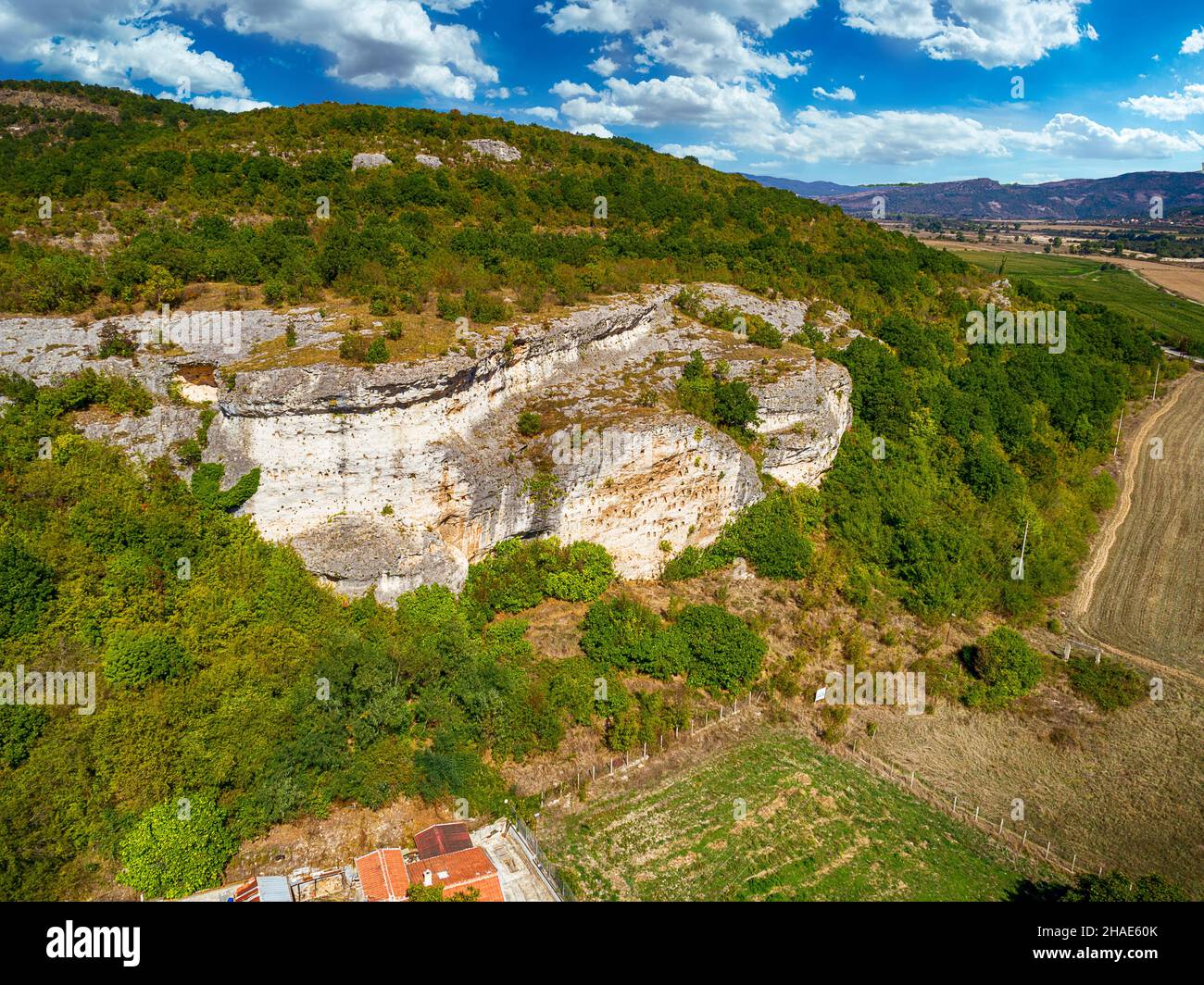 Aerial view of Thracian necropolis or ancient sanctuary and sacred ...