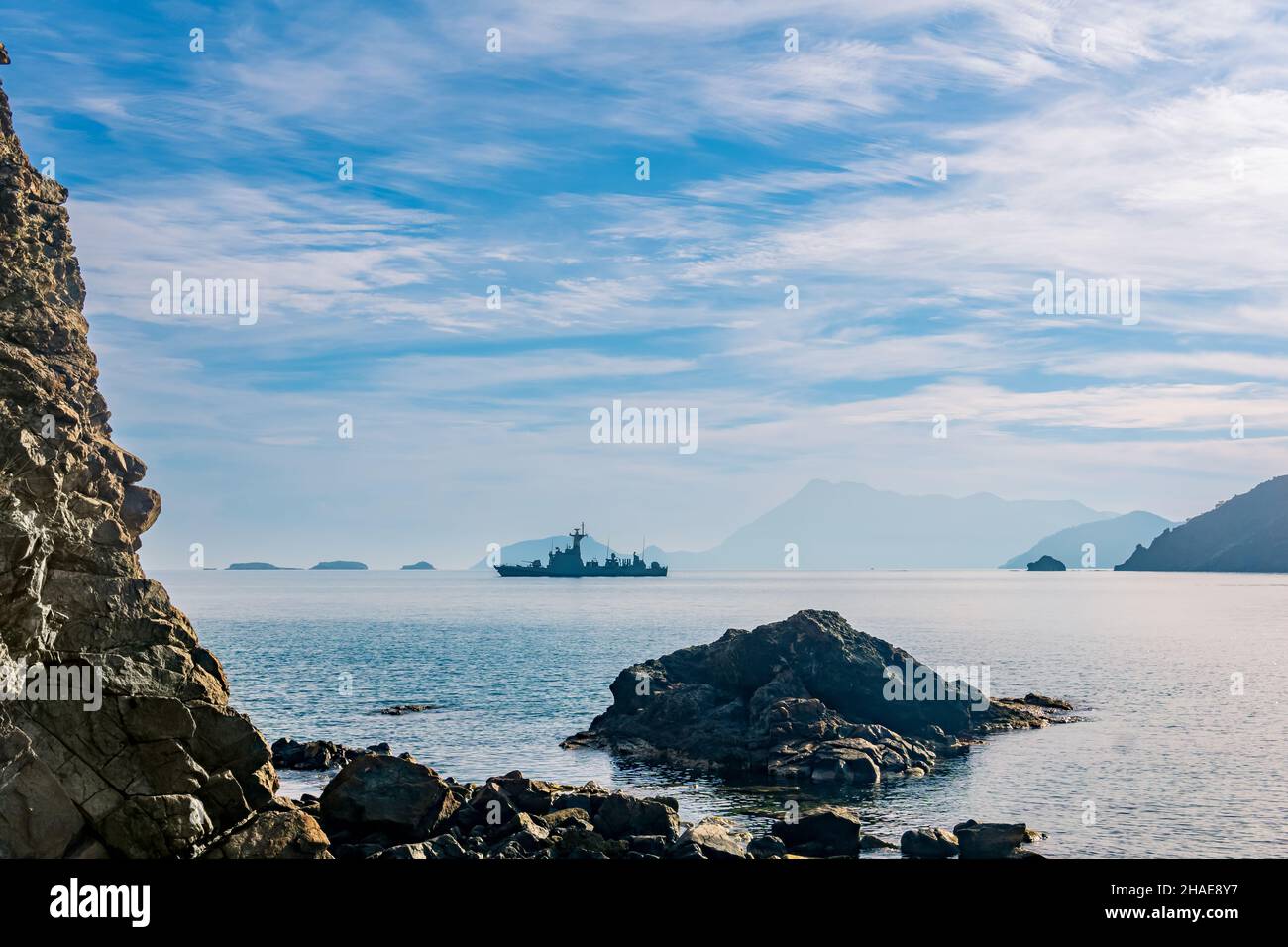 an modern combat ship, fast attack missile craft in coastal waters ...