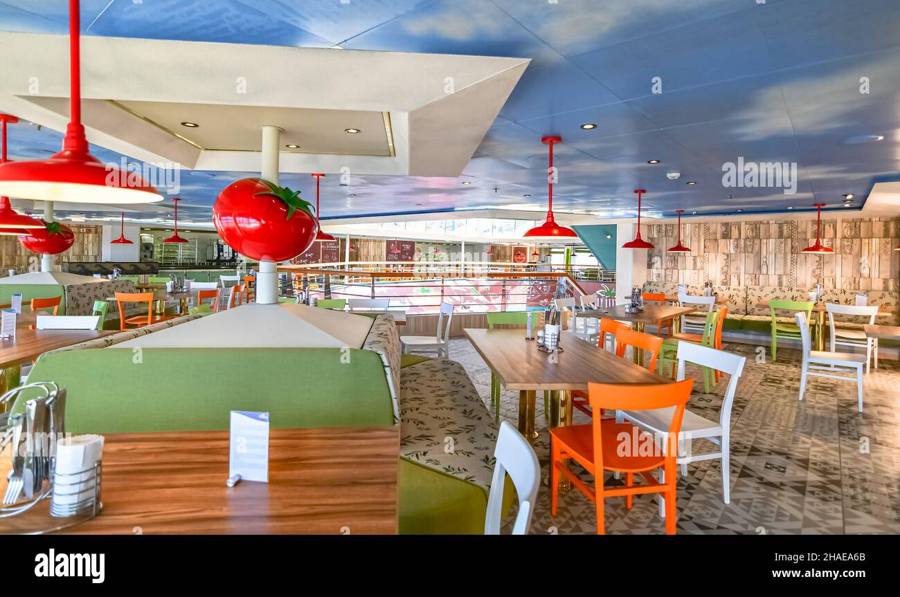 A view of the Cristoforo Colombo buffet restaurant inside the Costa ...