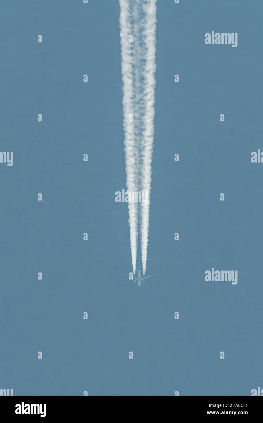 TEL AVIV, ISRAEL - Apr 15, 2021: A vertical shot of a jet plane flying ...