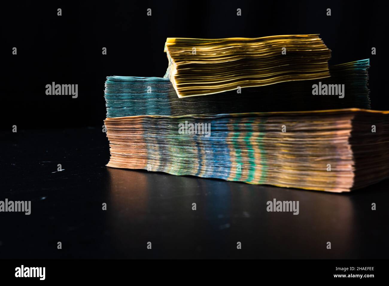 Stack of LEI Romanian money. RON Leu Money European Currency Stock ...