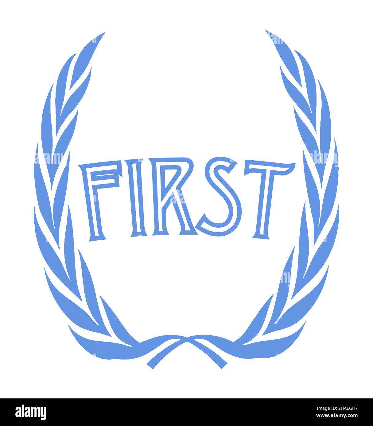 A first prize winner blue isolated wreath in blue one white Stock Photo ...