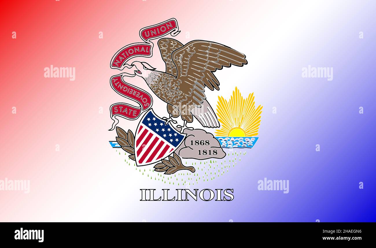 Illinois state flag tribute over the white background Stock Photo - Alamy