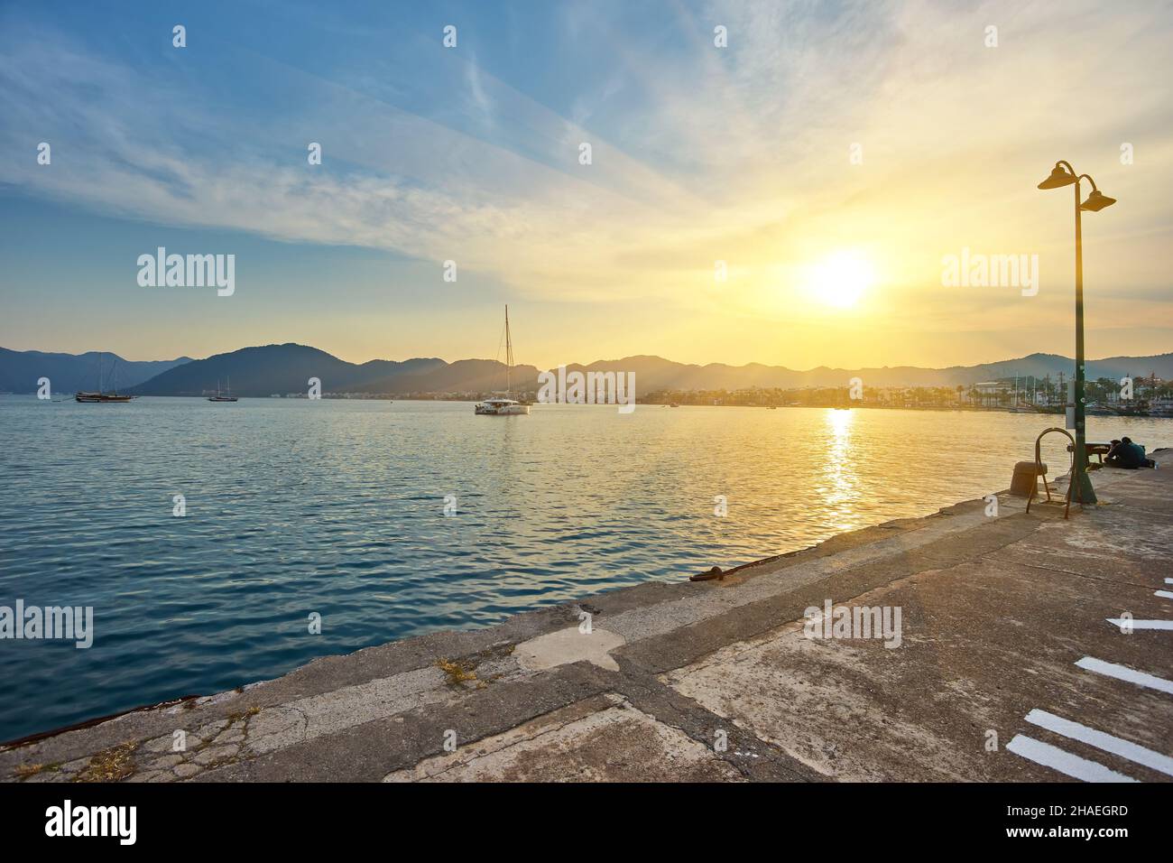 Beautiful promenade with palm trees in Marmaris. Turkey Stock Photo - Alamy