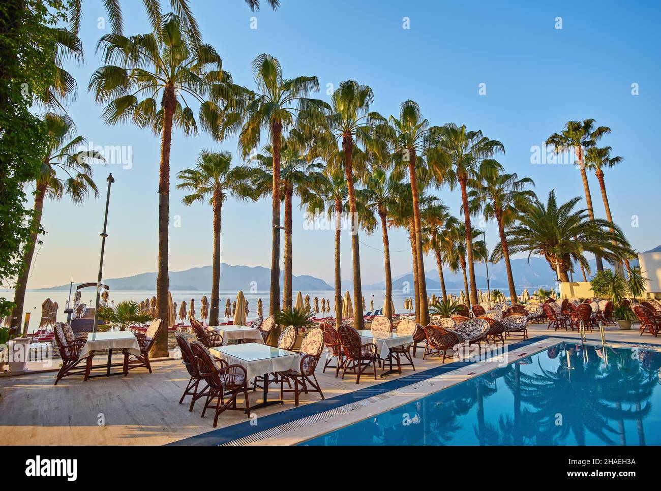 Beautiful promenade with palm trees in Marmaris. Turkey Stock Photo - Alamy