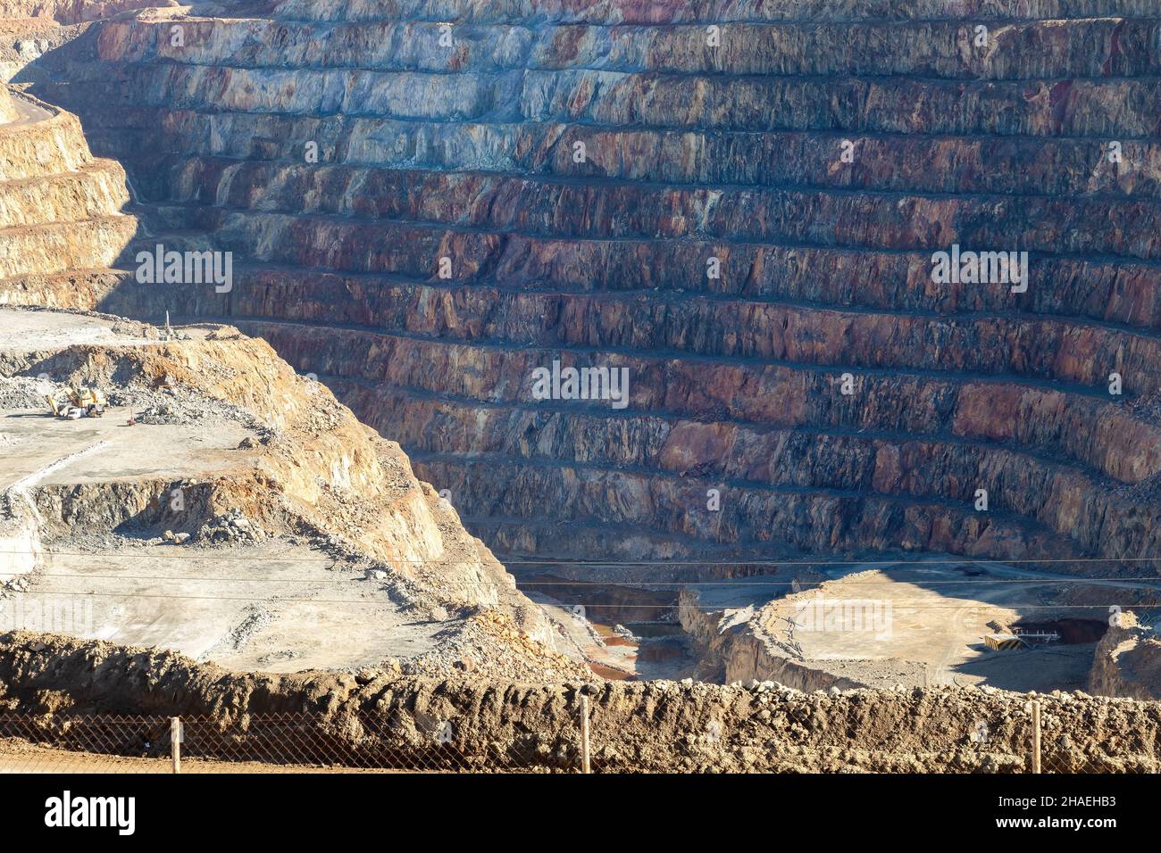 Corta Atalaya with mining levels at open mine pit. Deep excavation of ...