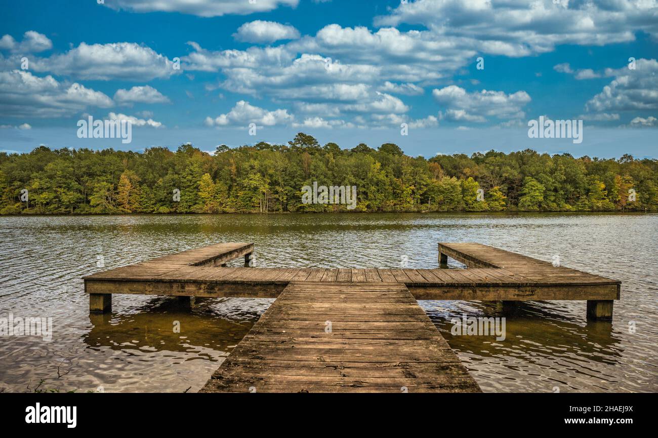 The beautiful shot of the lake pier, Lake Lowndes State Park Stock ...