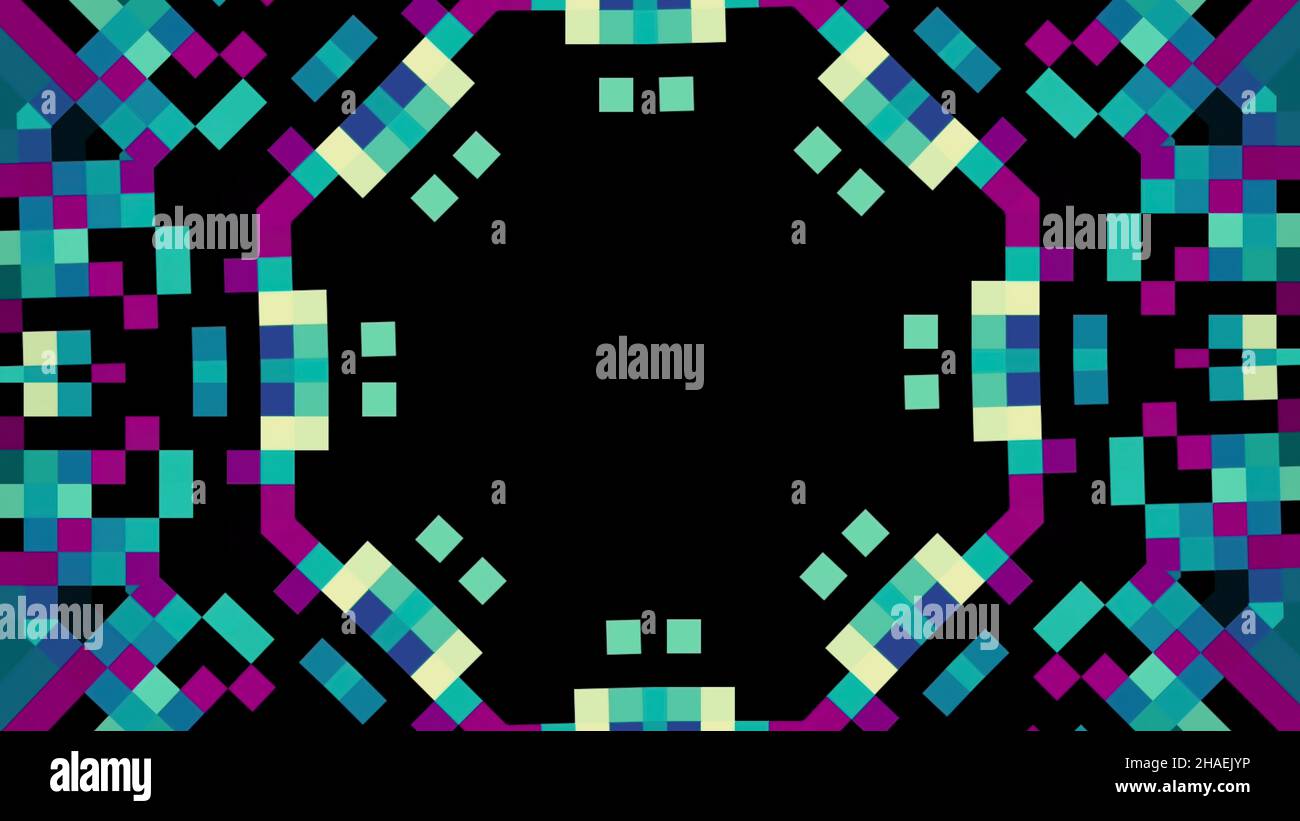 Beautiful Abstract Multicolored Pattern Consisting From Pixels Moving Growing And Disappearing