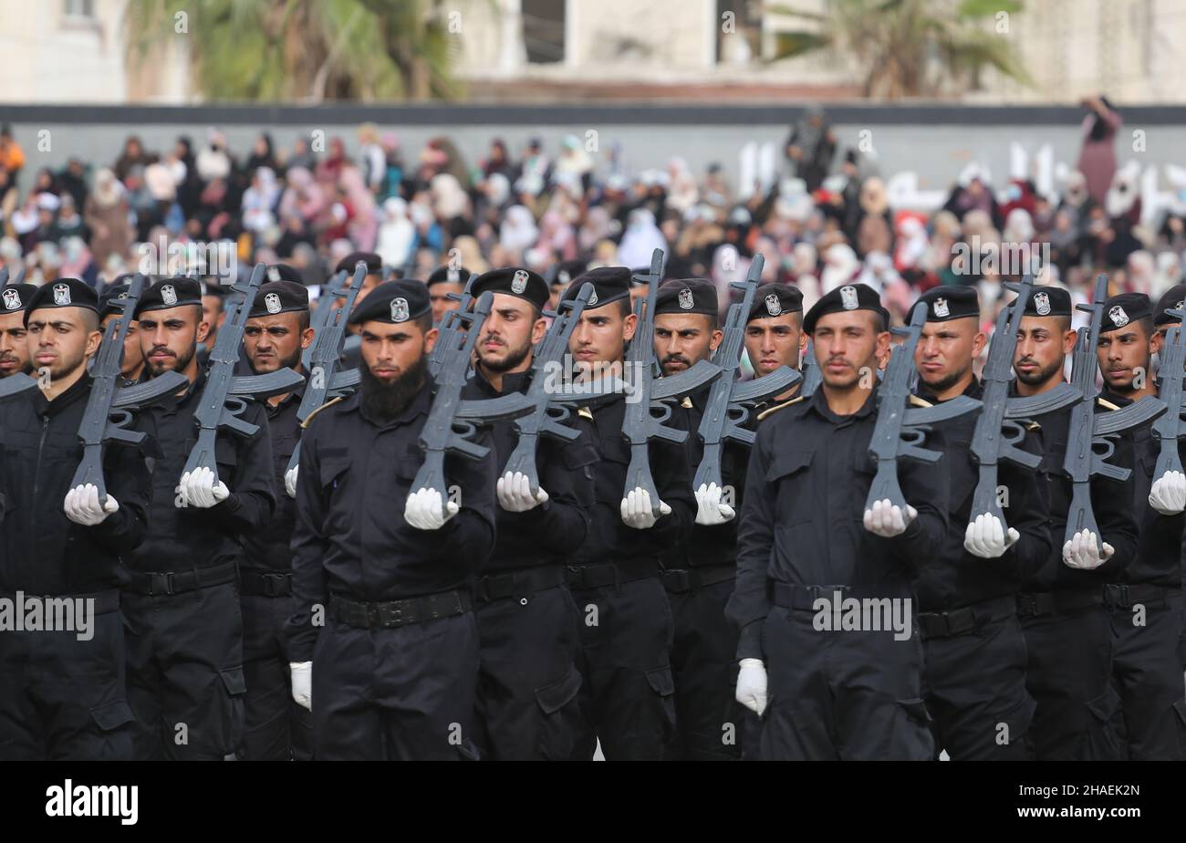 Gaza, Palestine. 12th Dec, 2021. Members of the Palestinian security ...