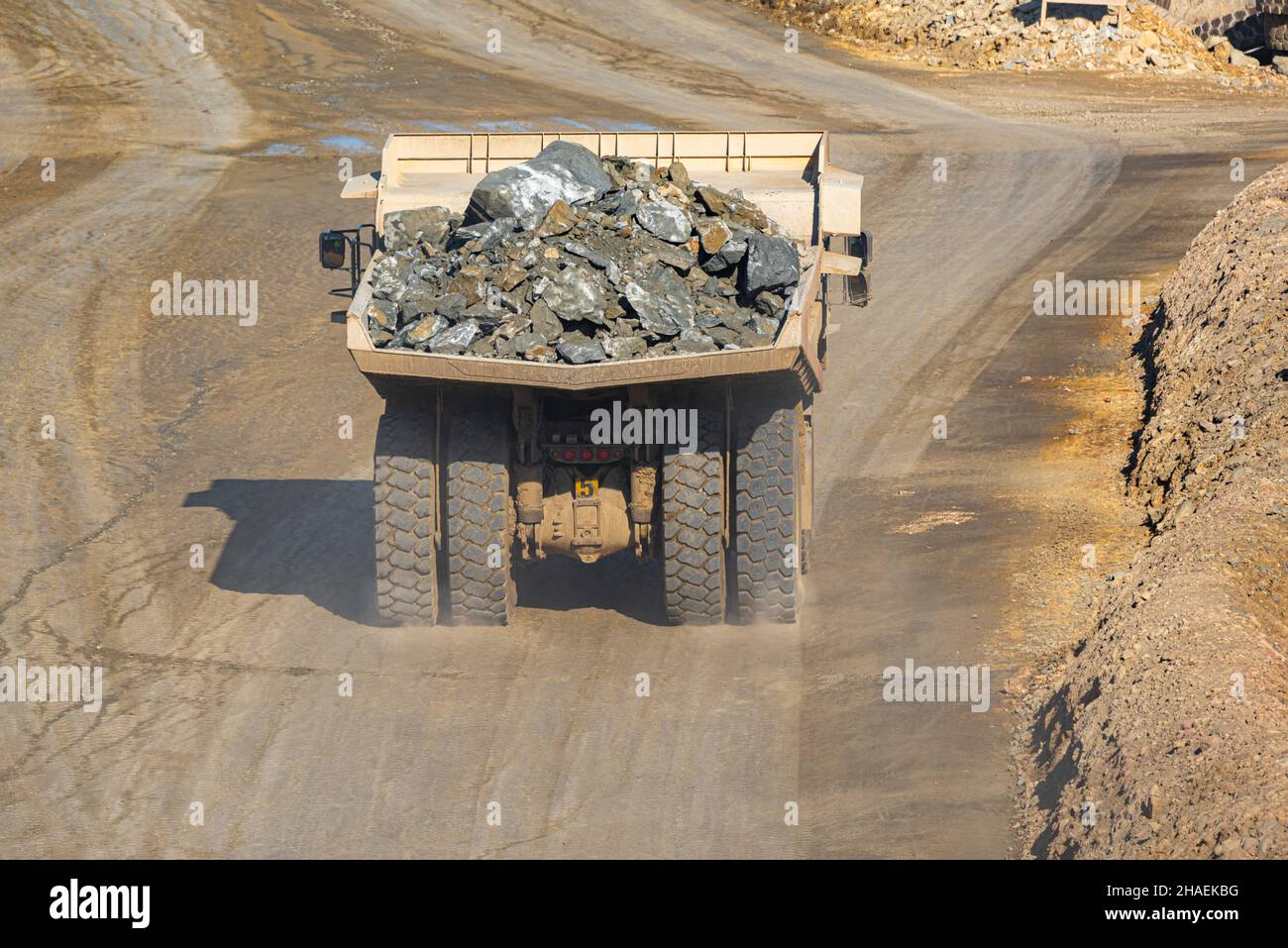 Ore extraction. The bulldozer car for transporting minerals, copper and ...