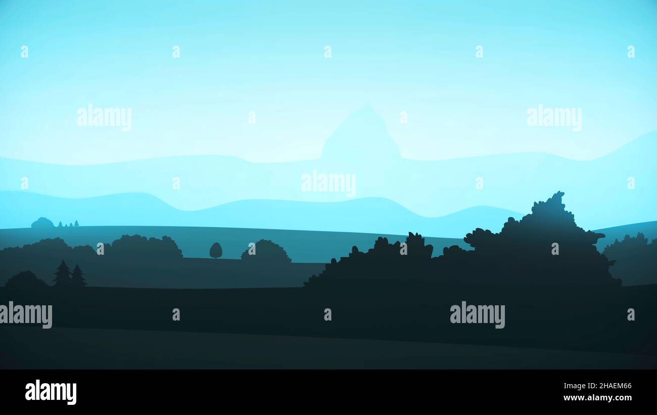 Animation moving of landscape in cartoon style. Digital design concept ...
