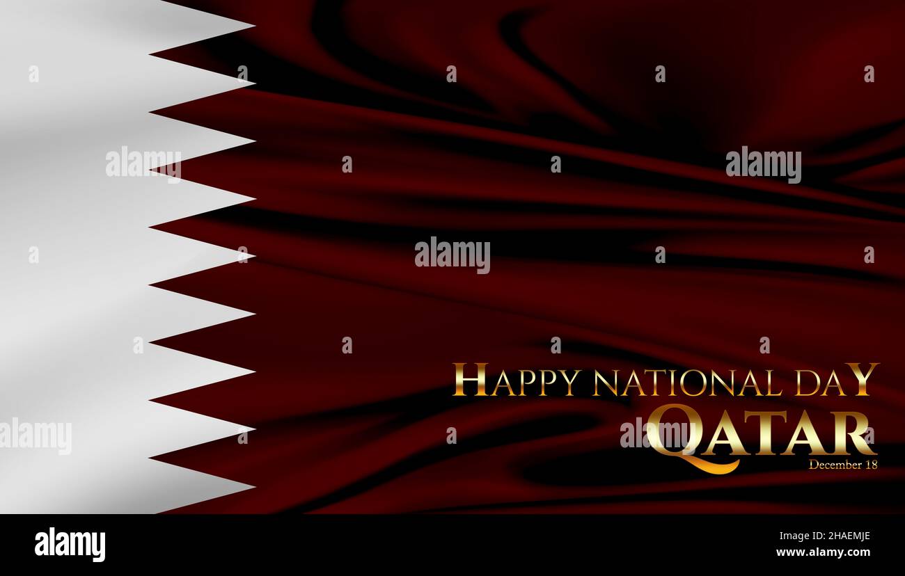 Qatar national flag & national day greetings Stock Photo - Alamy